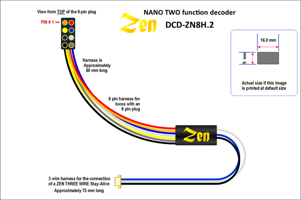 DCC Concepts DCD-ZN8H.2A - Zen Black Decoder: Super THIN NANO 8 Pin wi ...