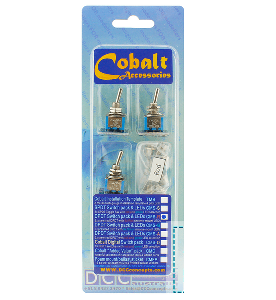 DCC Concepts DCP-CMS-R - Cobalt DPDT Switches Red LEDs (w/Chrome Mount ...