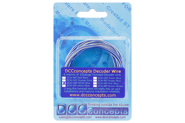 DCC Concepts DCW-32WBT - Twin Decoder Wire - Stranded - White/Blue - 6 ...