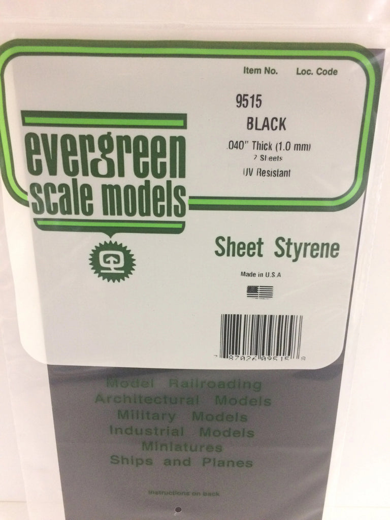 Evergreen - EG9515 - Polystyrene Sheet - Opaque Black - 0.04" - 2pc ...
