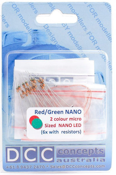 DCC Concepts LED-NLRG - NANOlight (w/Resistors) - 2 Colour - Red/Green ...