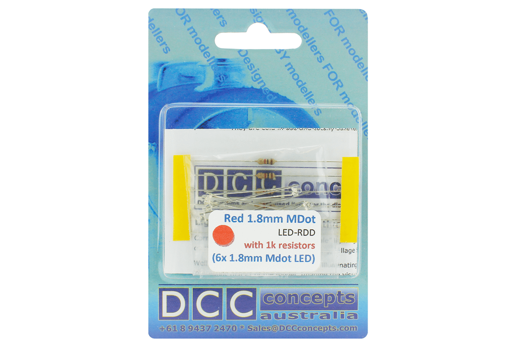 DCC Concepts LED-RDD - Panel Dot Type - 1.8mm (w/Resistors) - Red (6 P ...
